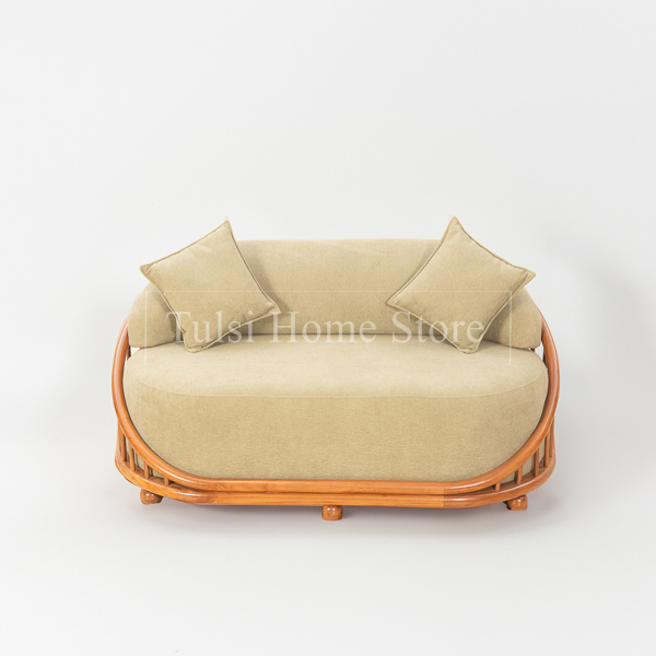 Teak Wood Sofa Set with Beige Cushions Coimbatore | Tulsi