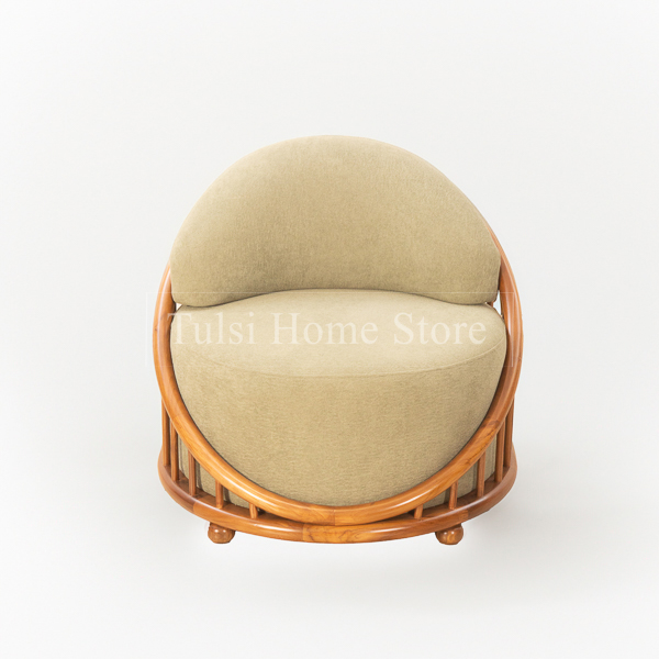 Teak Wood Sofa Set with Beige Cushions Coimbatore | Tulsi